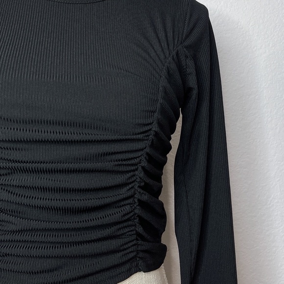 Missguided | Tops | Nwt Missguided Fine Rib Ruched Front Long Sleeve ...